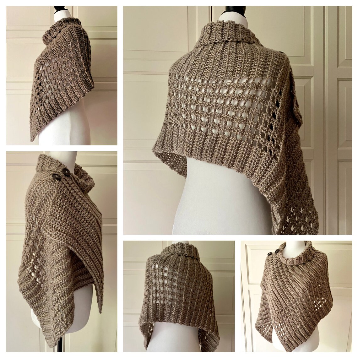 Beginner Button Shawl Button Wrap Crochet Pattern, Easy Crochet Button ...