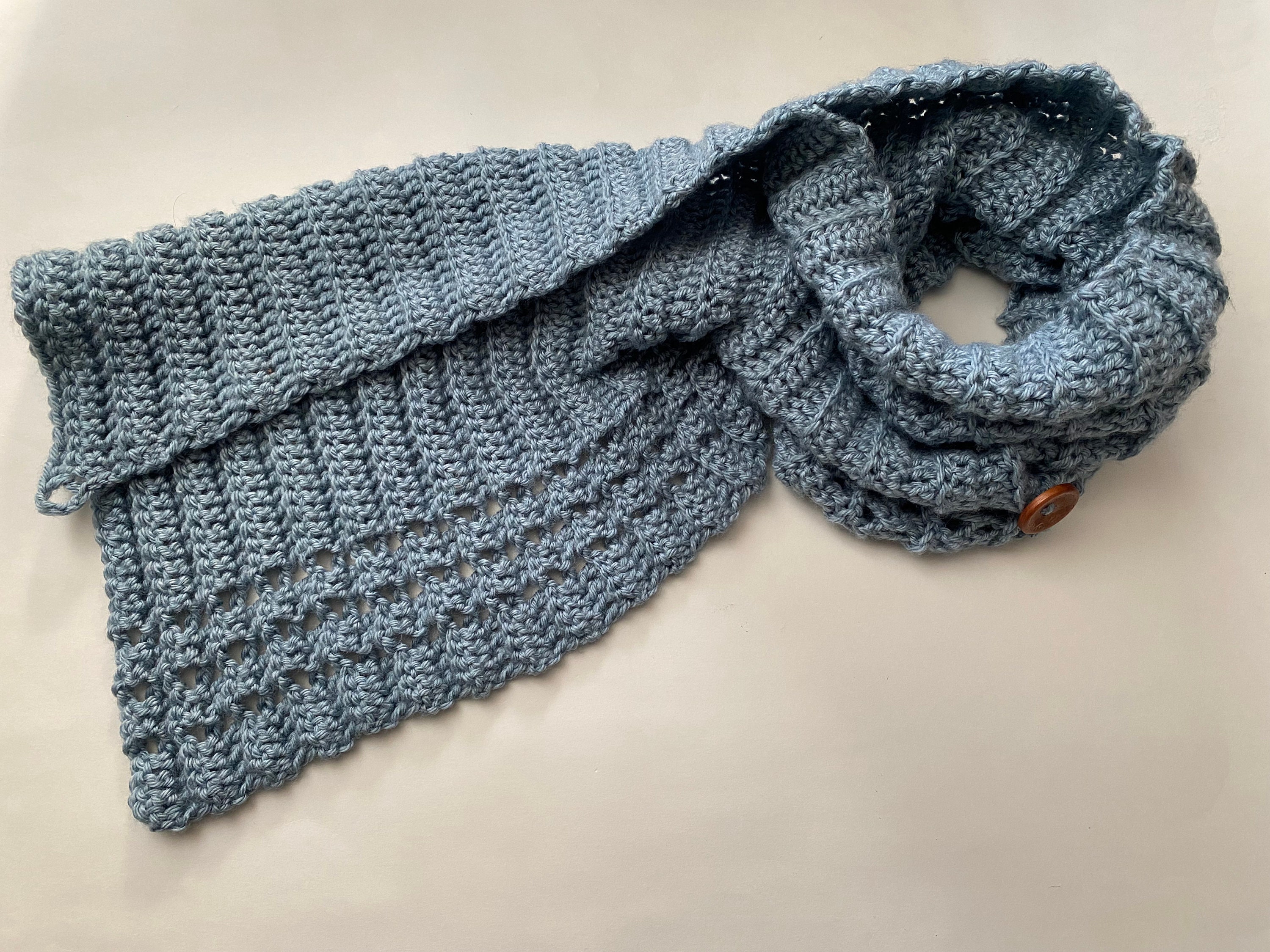 Beginner Button Wrap Scarf Crochet Cowl Pattern Easy Scarf | Etsy