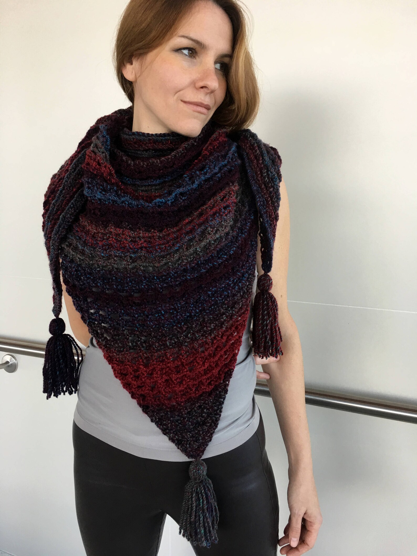 Crochet Shawl PATTERN With Tassels, Crochet Scarf Pattern, Wrap, Neck ...
