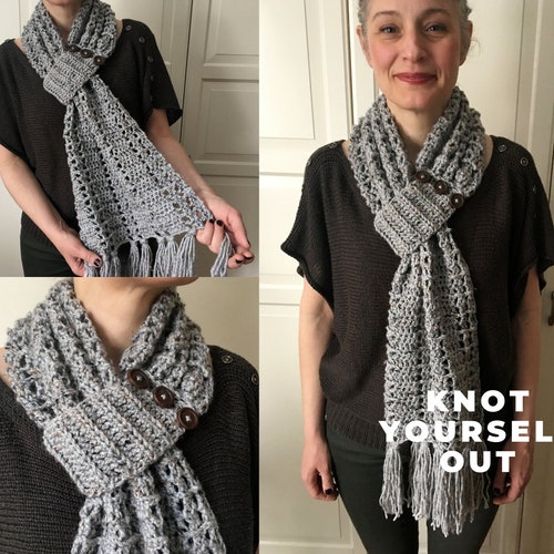 Easy Crochet Scarf PATTERN With Buttons Crochet Scarf - Etsy