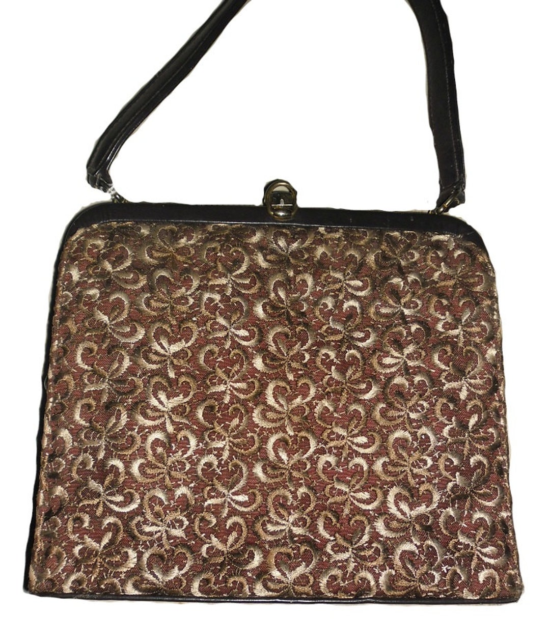 Vintage Brown Old Lady Bag Woven Tapestry Handbag - Etsy