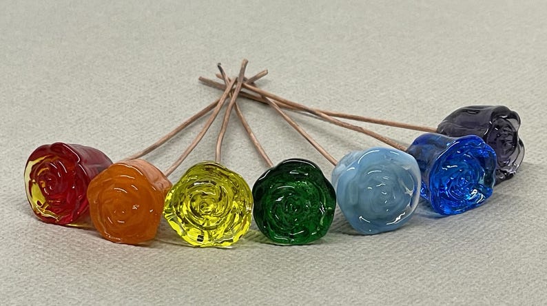 Rainbow Murano Glass Rose Headpins: Handmade Lampwork Beads, 7 Pcs - Etsy