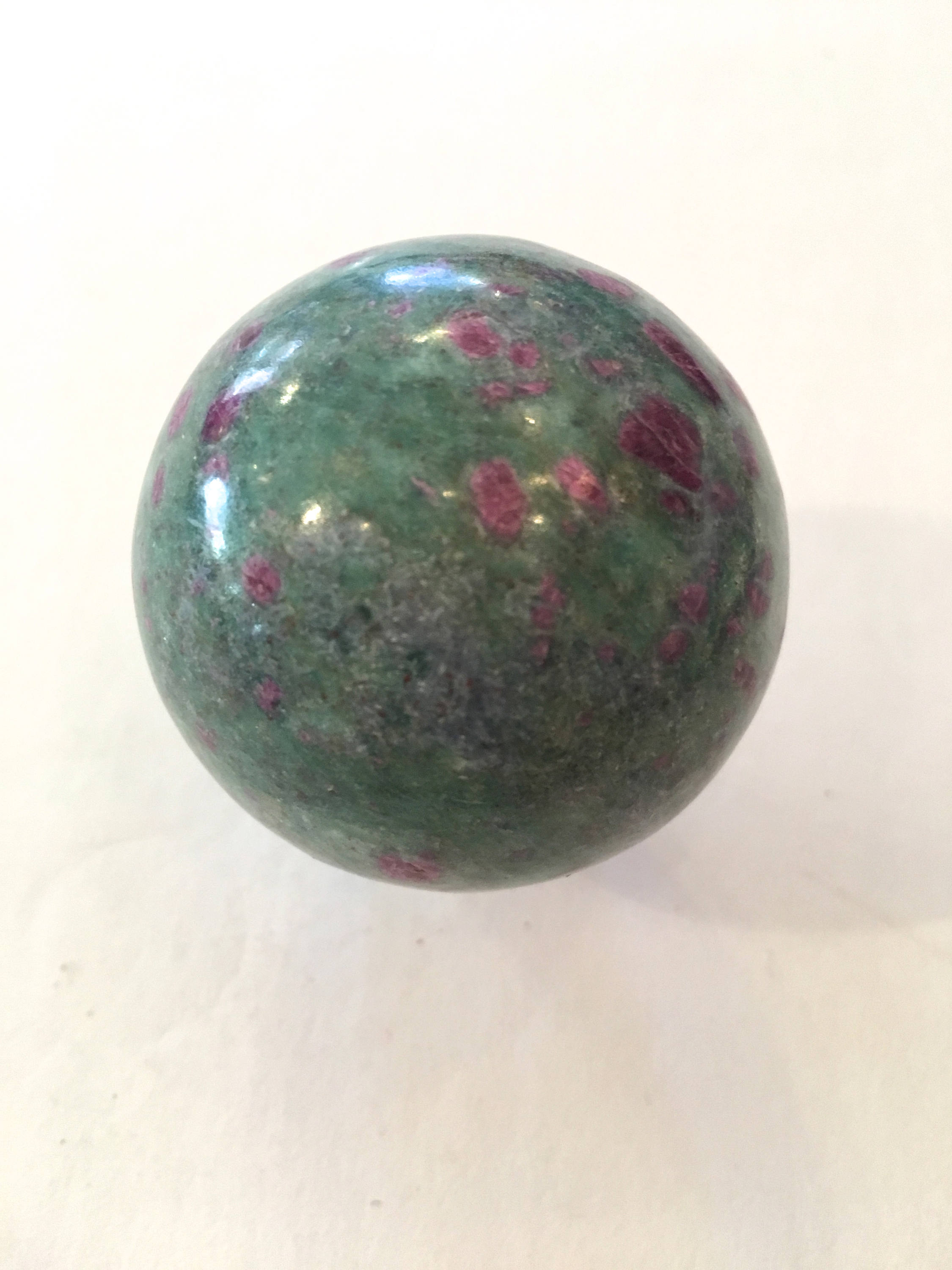 RUBY w/ FUCHSITE SPHERE// Healing Gemstone// Polished Sphere// Home ...