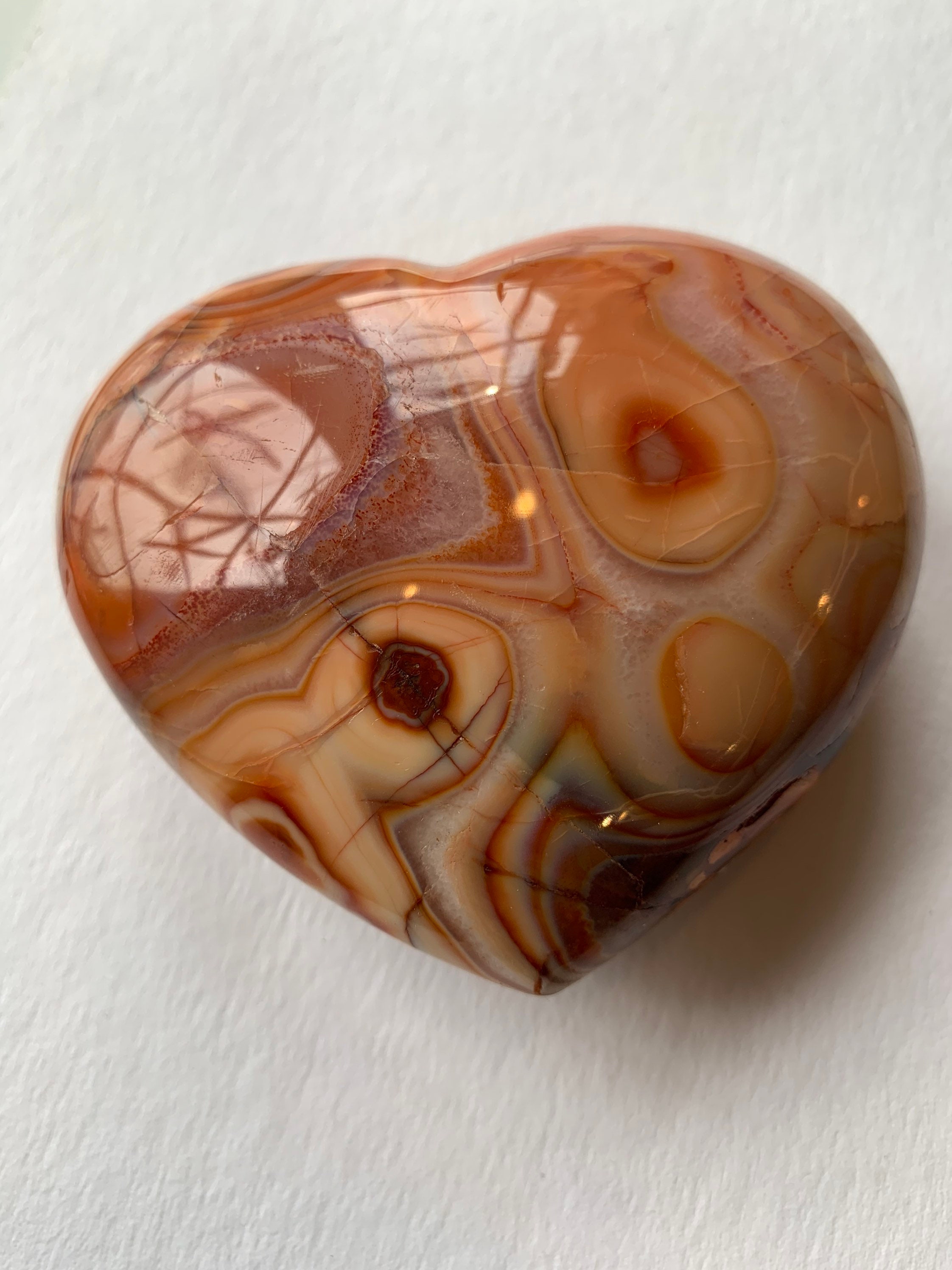 Beautiful Carved CARNELIAN Heart Healing Gemstone// Crystal HEART ...