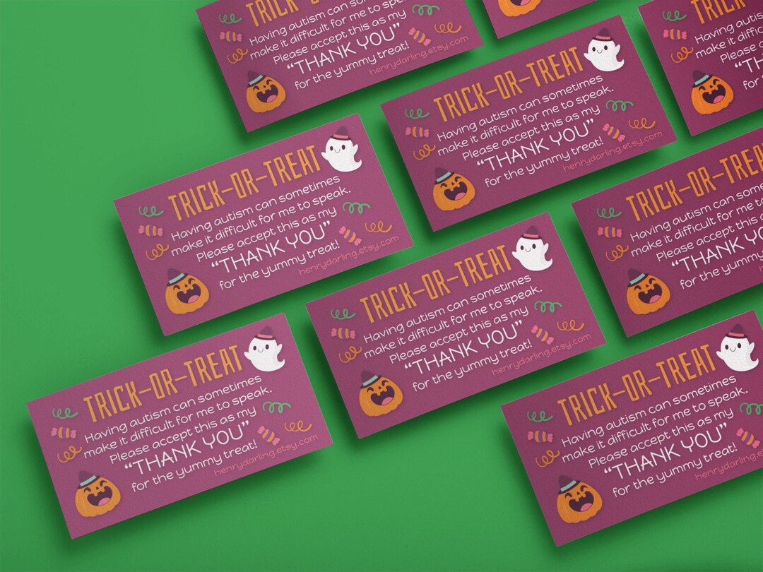 Thank You Cards for Halloween Trick or Treating - Autism Nonverbal ...