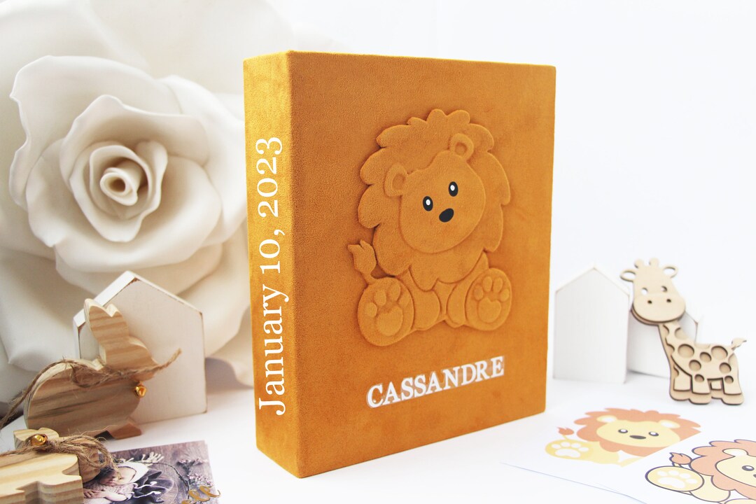 Personalized Baby Photo Album Lion Baby Photo Album, First Year Baby ...