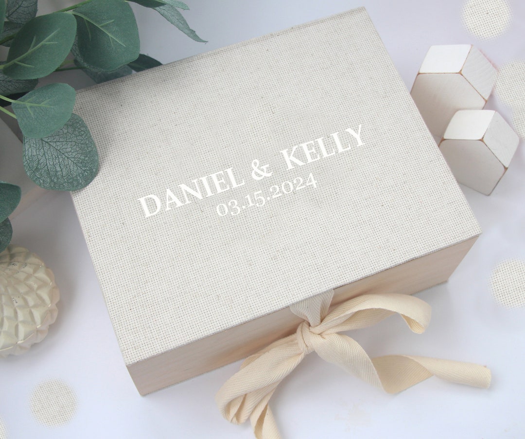 Personalized Wedding Linen Photo Box | Custom Wedding Memory Box ...