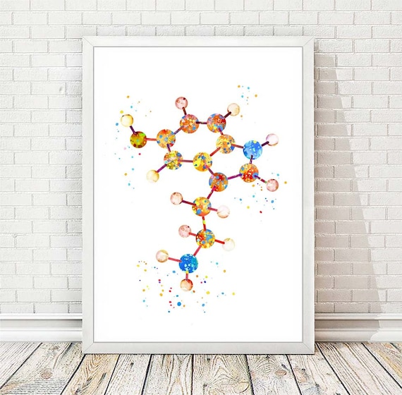 Serotonin Molecule Print Watercolor Poster Serotonin Poster | Etsy