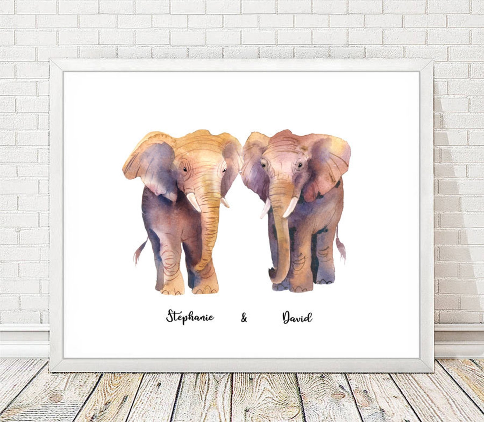 Elephant Family Custom Names Print, Personalised Elephants Family ...