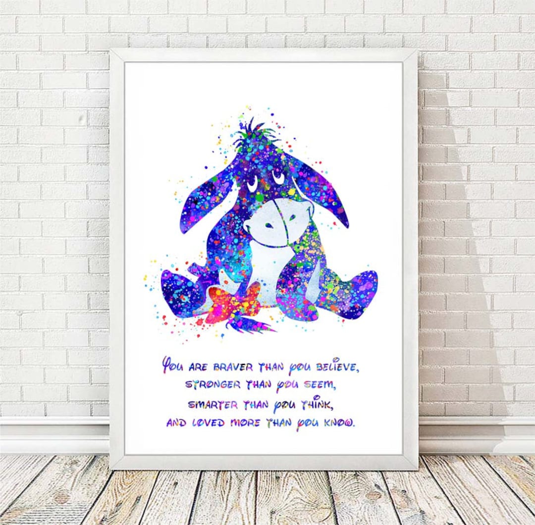 Eeyore From Winnie the Pooh Print Quote Disney Watercolor Poster ...