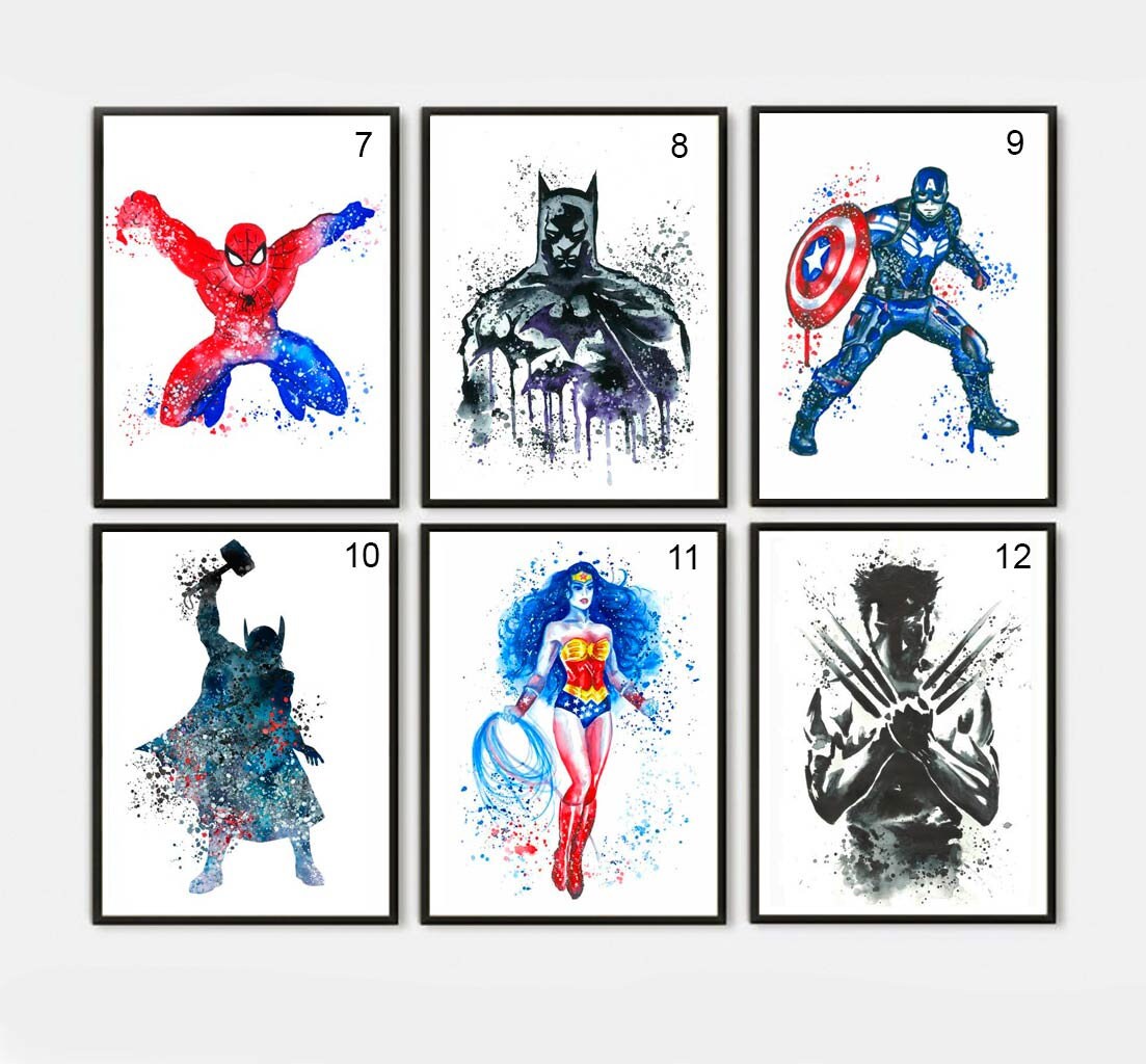 Superhero Prints, Select From 18, Superhero Posters, Superhero Wall ...