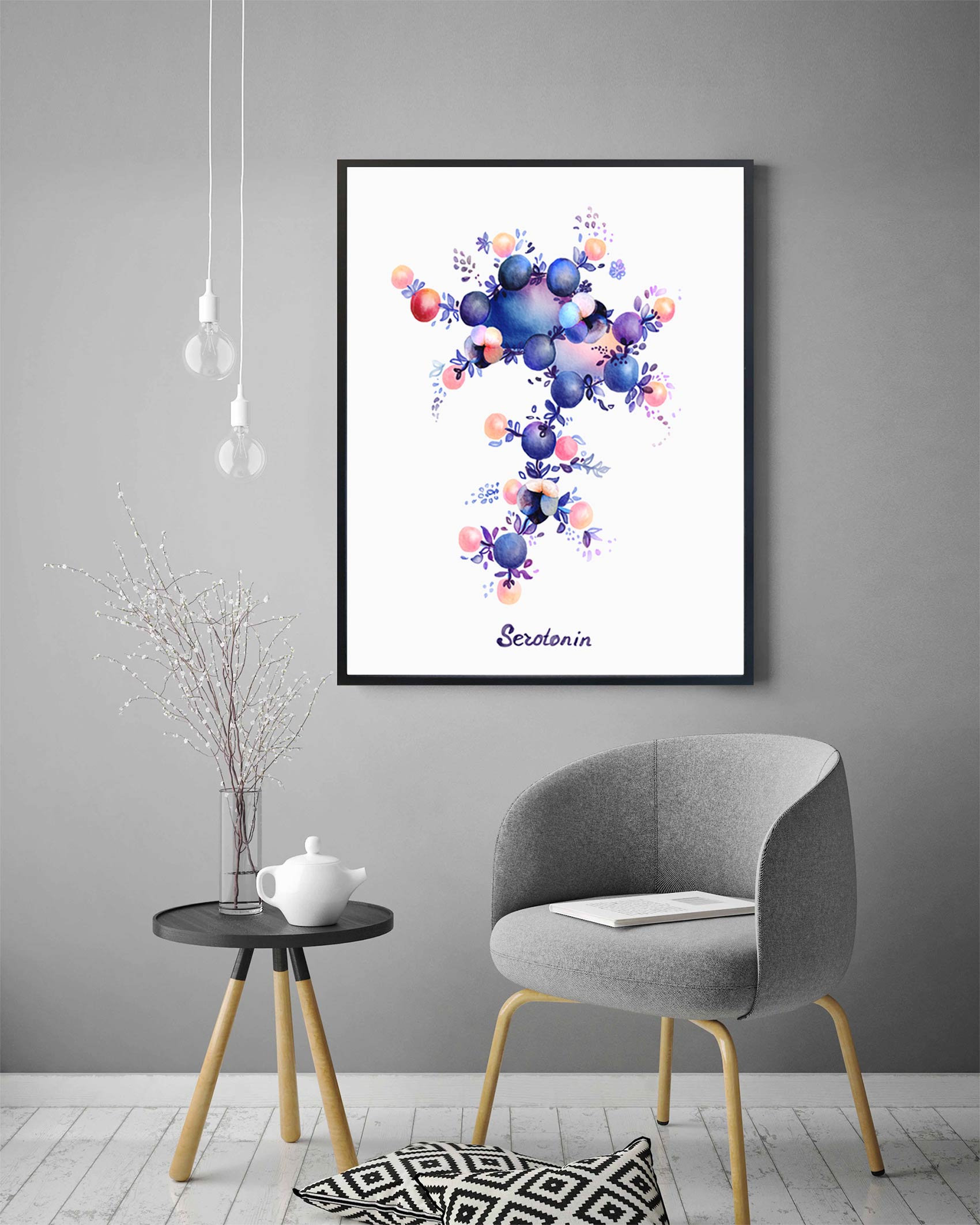 Serotonin Dopamine Print Wall Art Serotonin Molecule | Etsy