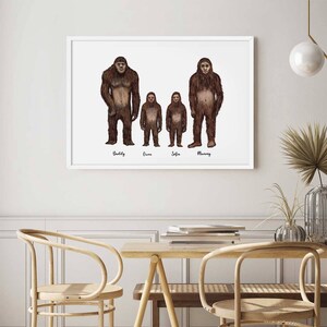 Sasquatch Family Personalised Print, Custom Names Bigfoot Family Poster ...