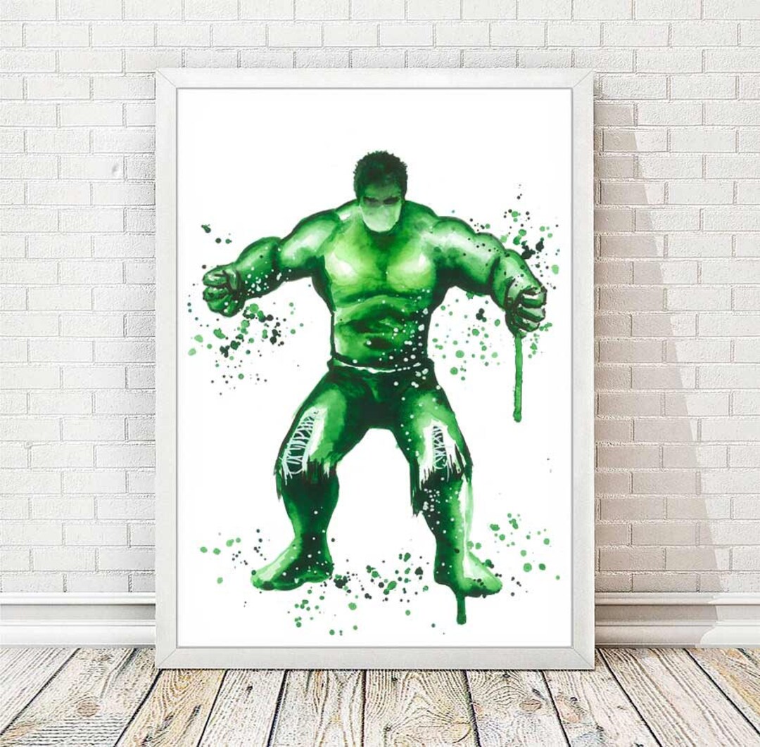 Hulk Print Superhero Avengers Poster Watercolor Nursery Art Super Hero ...