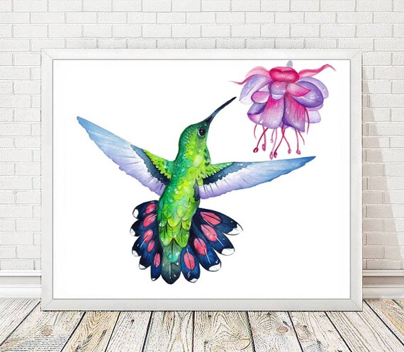Hummingbird Art Print Hummingbird Poster Decor Humming Bird | Etsy