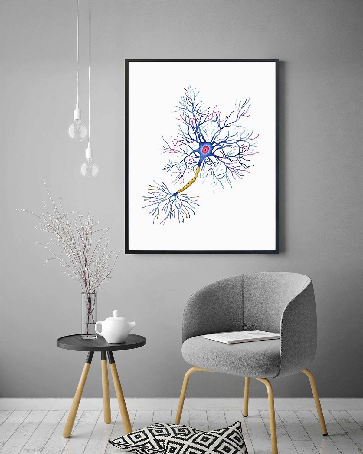 Neuron Art Print Nerve Cell Wall Art Neurons Drawing Gift - Etsy