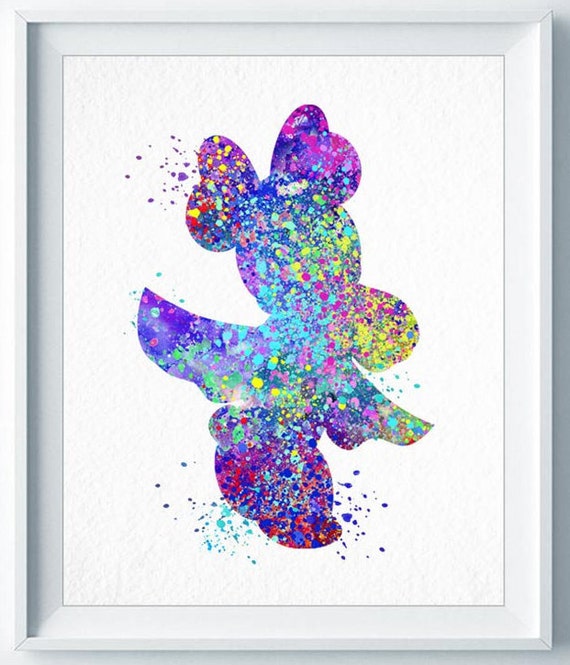 Minnie Mouse Print Abstract Watercolor Nursery Art Mixed Media | Etsy