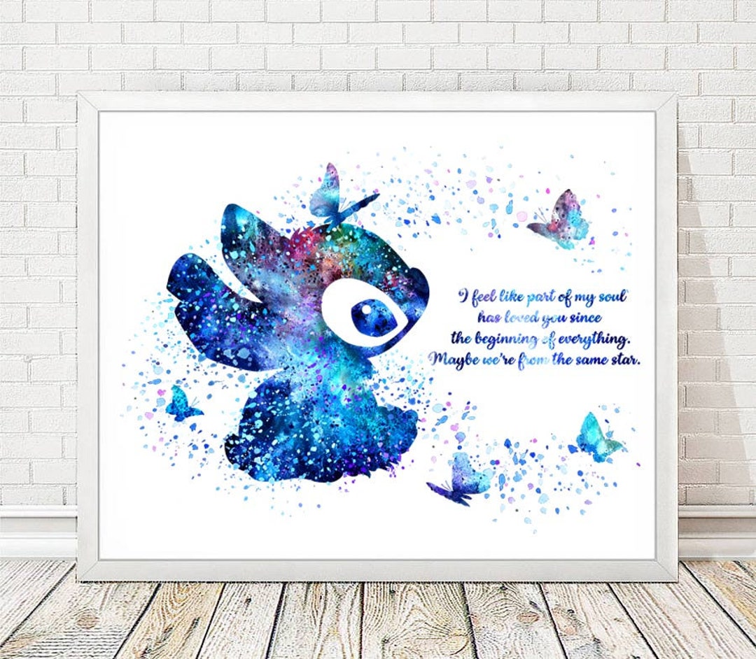 STITCH Print Lilo and Stitch Disney Watercolor Art Poster Love - Etsy