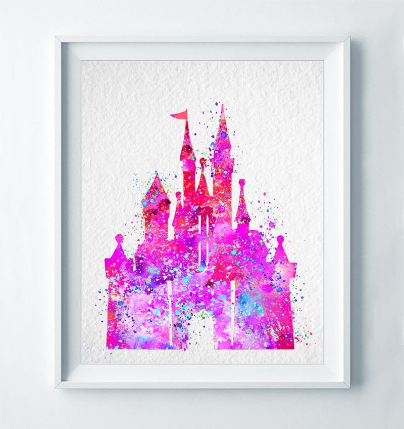 Disney Castle 3 Watercolor Art Print Disney Cinderella | Etsy