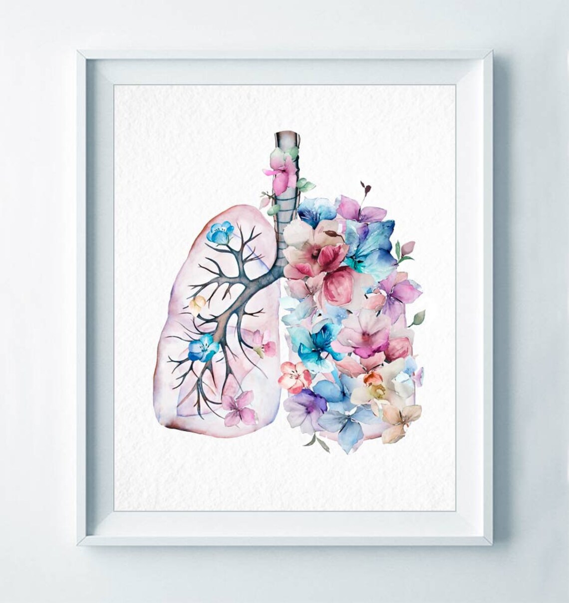 Lungs Print Medical Art Poster Science Wall Decor Watercolor - Etsy