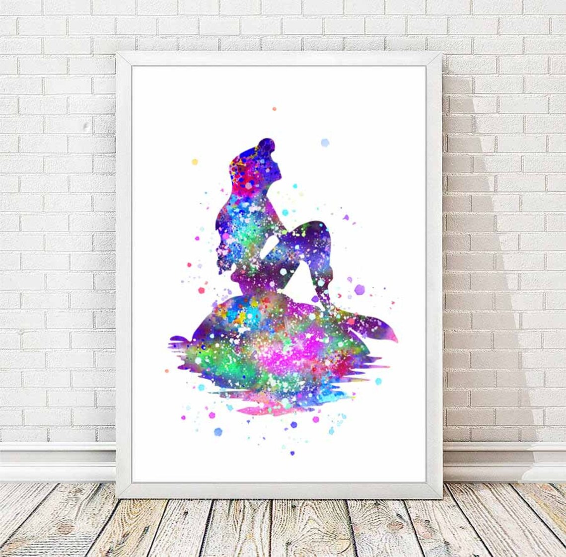 Ariel on the Rock Art Print Little Mermaid Print Nursery Watercolor ...