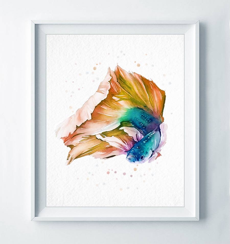 Betta Fish Art Prints Fish Watercolor Painting Set of 2 Sea | Etsy