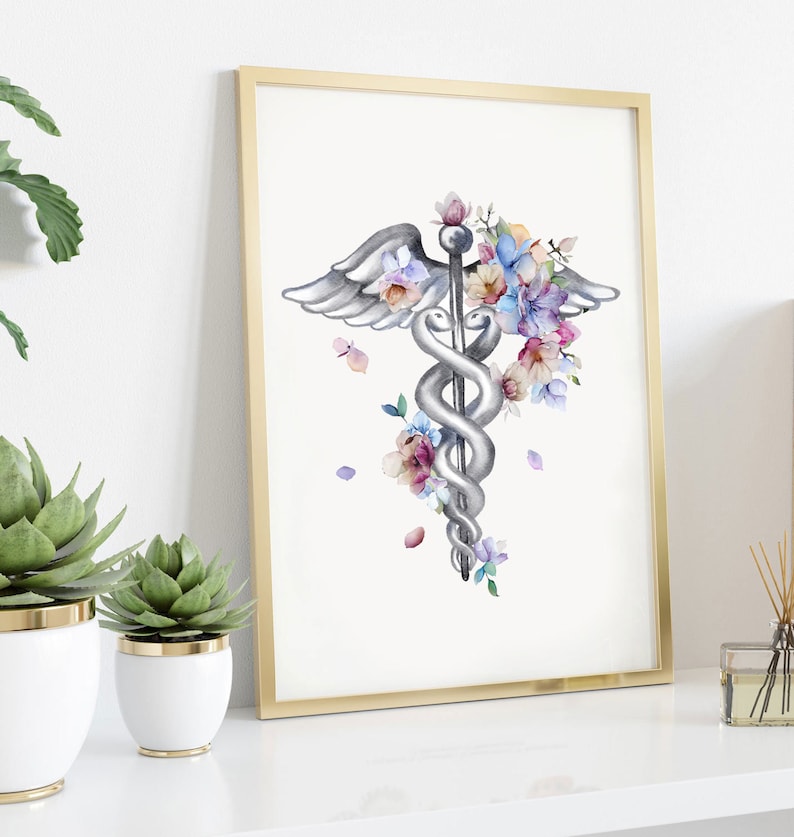 Caduceus Art Print Medical Art Print Doctor Gift Doctor | Etsy