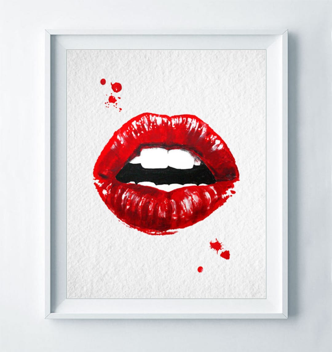 Red Lips Watercolor Lip Print Fashion Lip Poster Abstract Lip Art ...