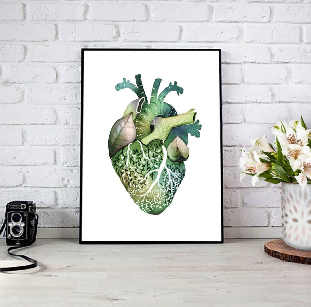 DIGITAL DOWNLOAD - Heart Print, Anatomy Medical Art Poster, Science Art ...