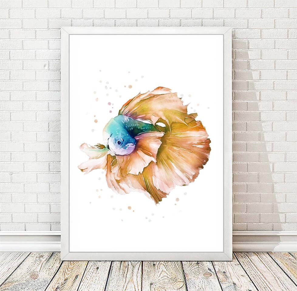 Betta Fish Art Prints Fish Watercolor Painting Set of 2 Sea | Etsy