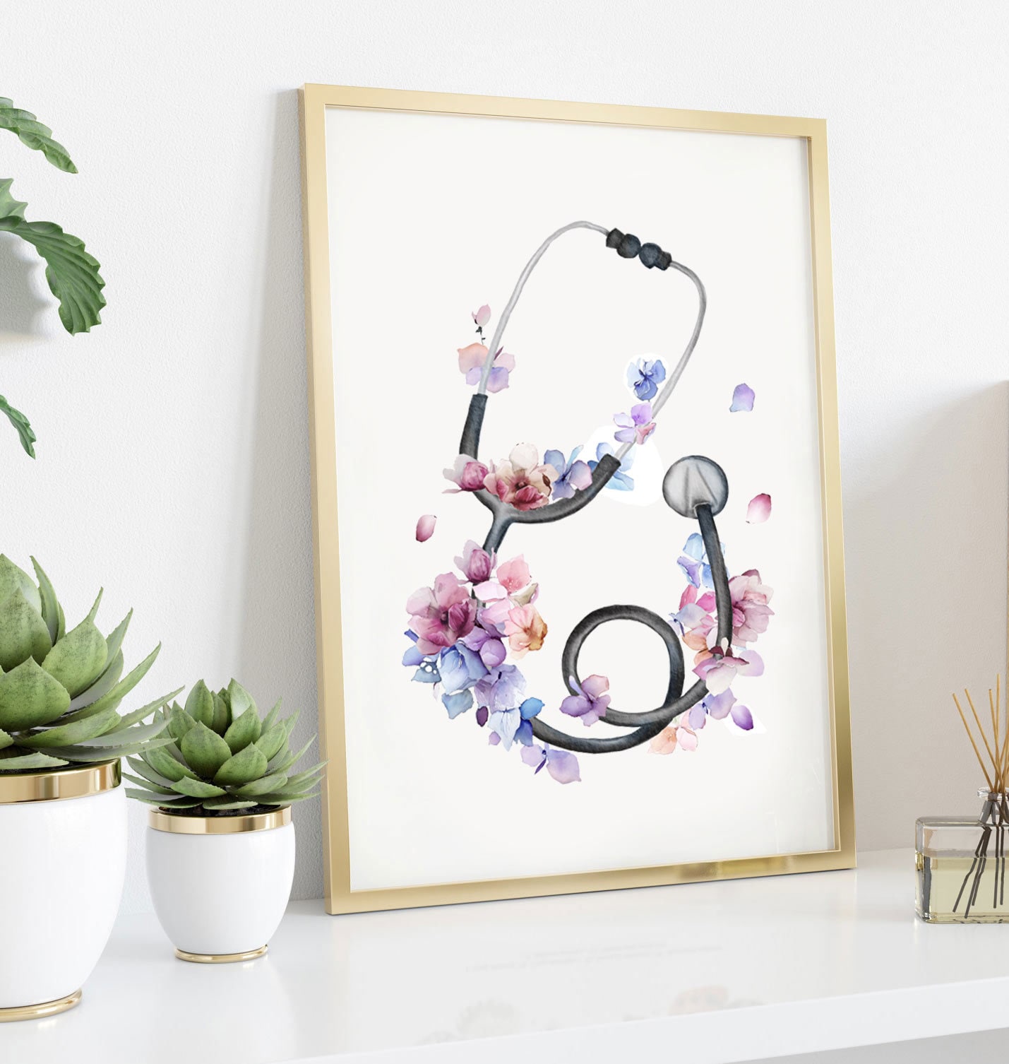 Stethoscope Print Medical Tools Art Poster Wall Art Watercolor - Etsy ...