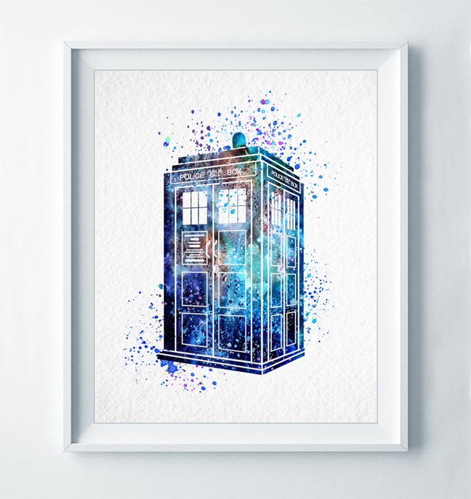 Tardis From Dr Who Print Abstract Watercolor Poster Blue Wall - Etsy