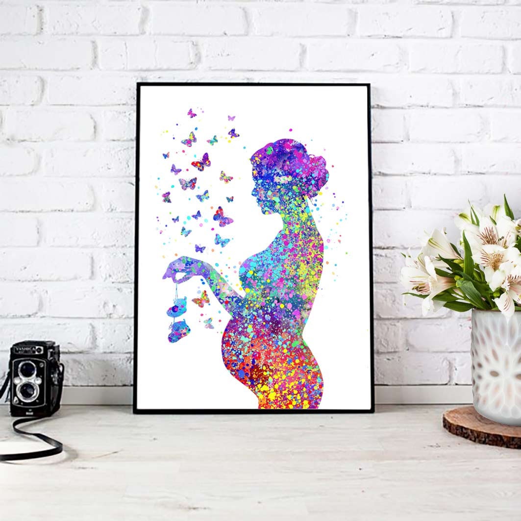 Pregnancy Art Print Pregnant Woman Watercolor Gynecology Baby - Etsy
