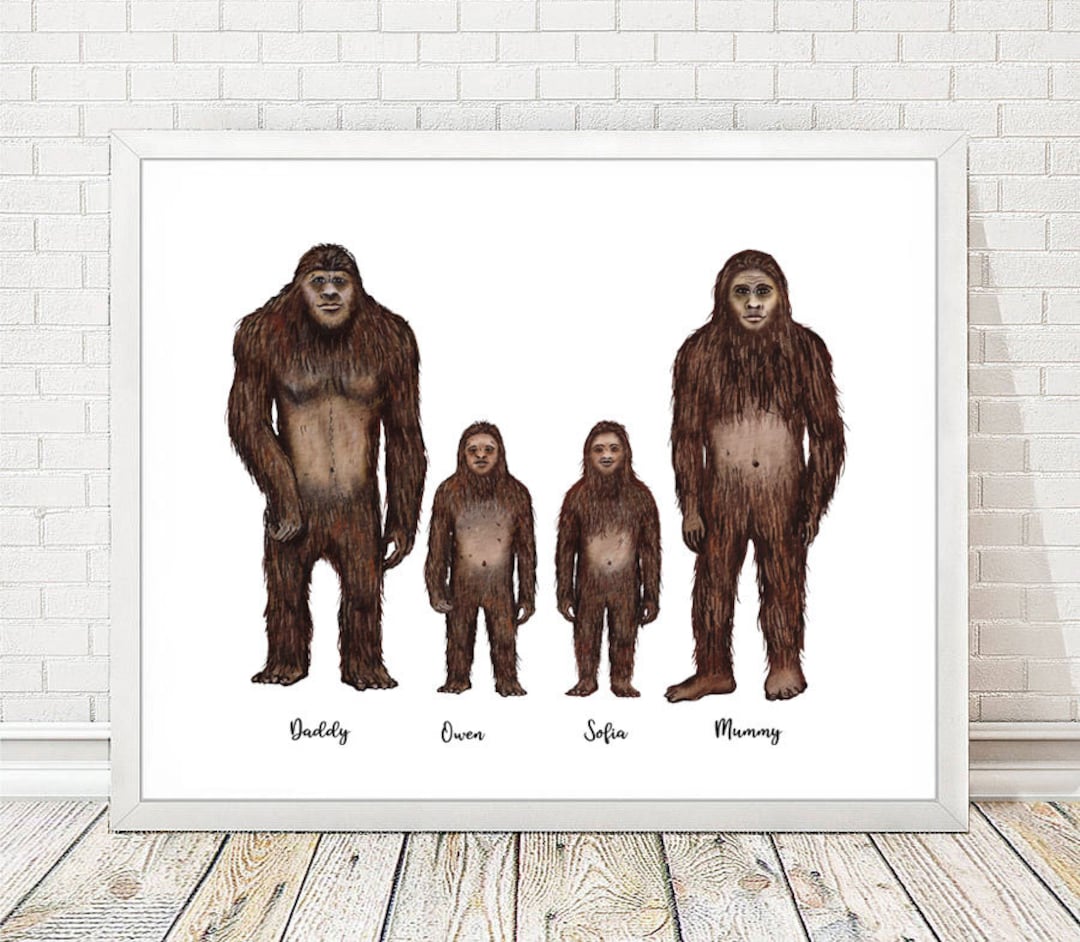Sasquatch Family Personalised Print, Custom Names Bigfoot Family Poster ...