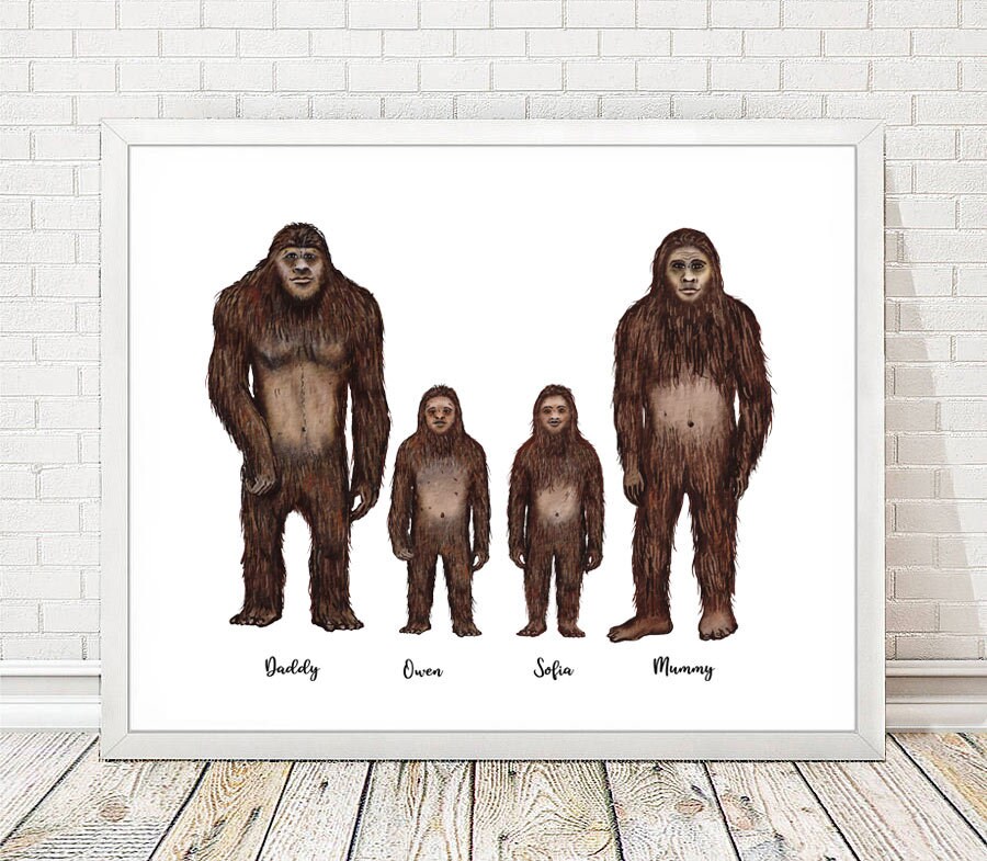 Sasquatch Family Personalised Print Custom Names Bigfoot - Etsy