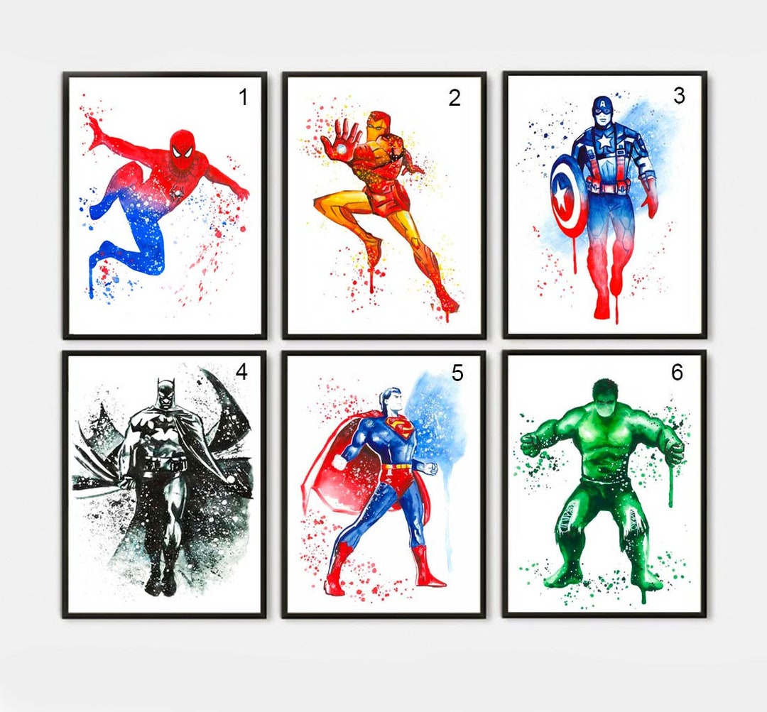 Superhero Prints, Select From 18, Superhero Posters, Superhero Wall ...