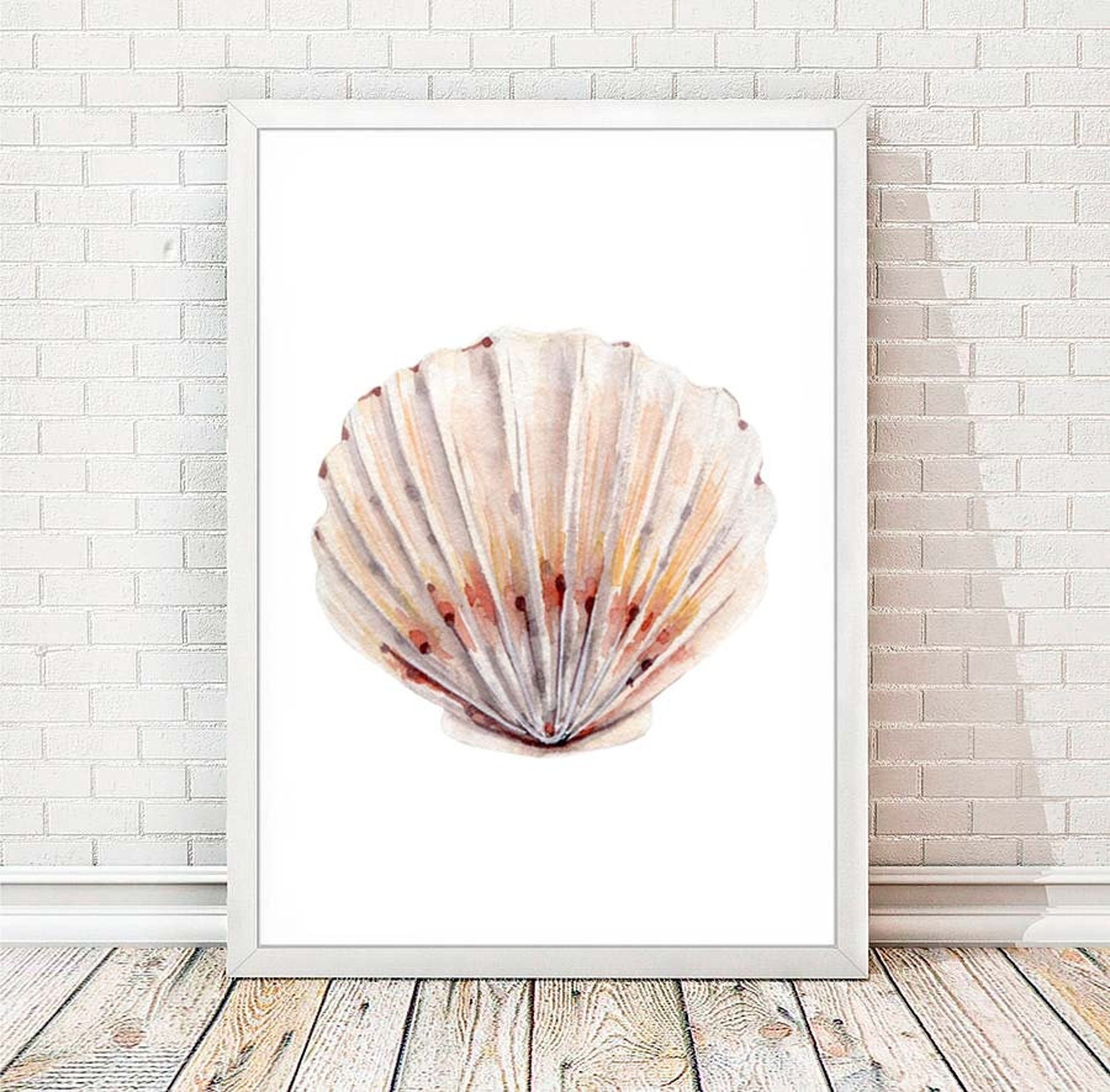 Set of 2 Watercolor Seashells Art Prints Sea Shells Pink Wall | Etsy