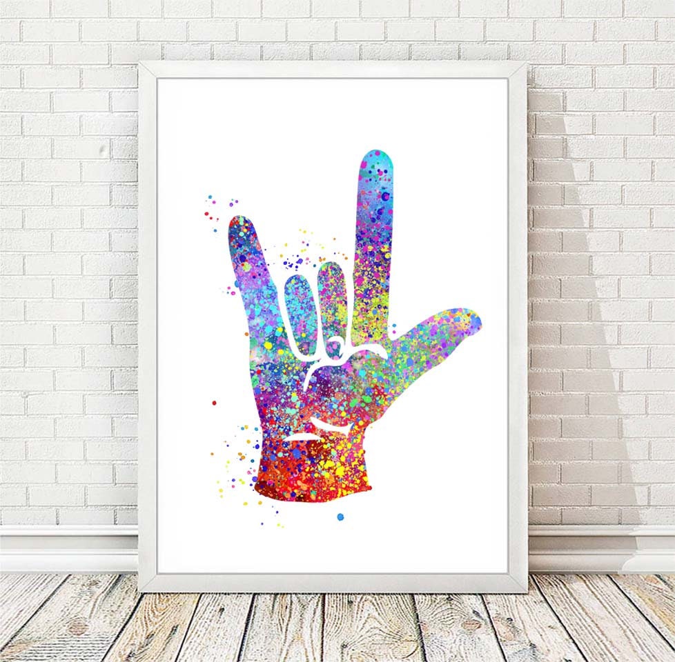 I Love You ASL Sign Print American Sign Language ASL Fingerspelling ...