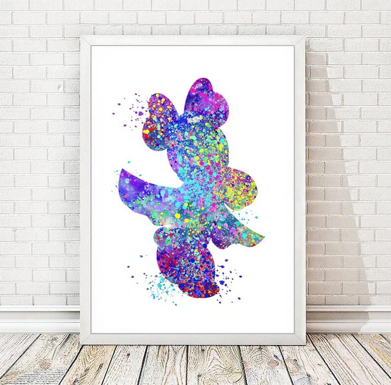 Minnie Mouse Print Abstract Watercolor Nursery Art Mixed Media | Etsy