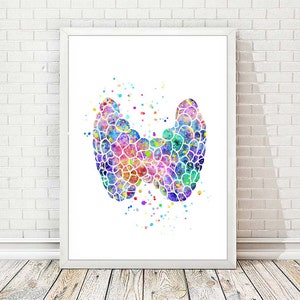Thyroid Gland Print Anatomy Art Poster Wall Decor Watercolor Structure ...