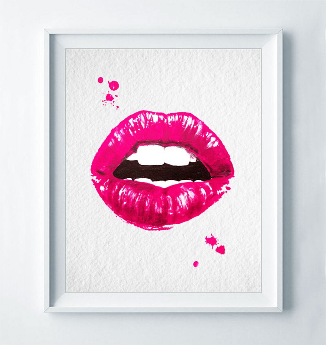 Pink Lips Watercolor Art Print Fashion Poster Makeup Pop Art Lipstick ...