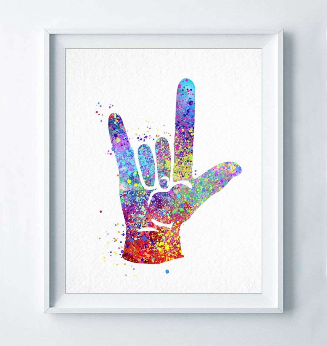 I Love You ASL Sign Print American Sign Language ASL Fingerspelling ...