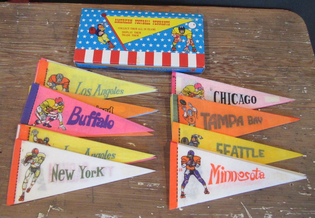 Vintage AMERICAN FOOTBALL PENNANTS, Old Felt, Vintage Dime Store ...