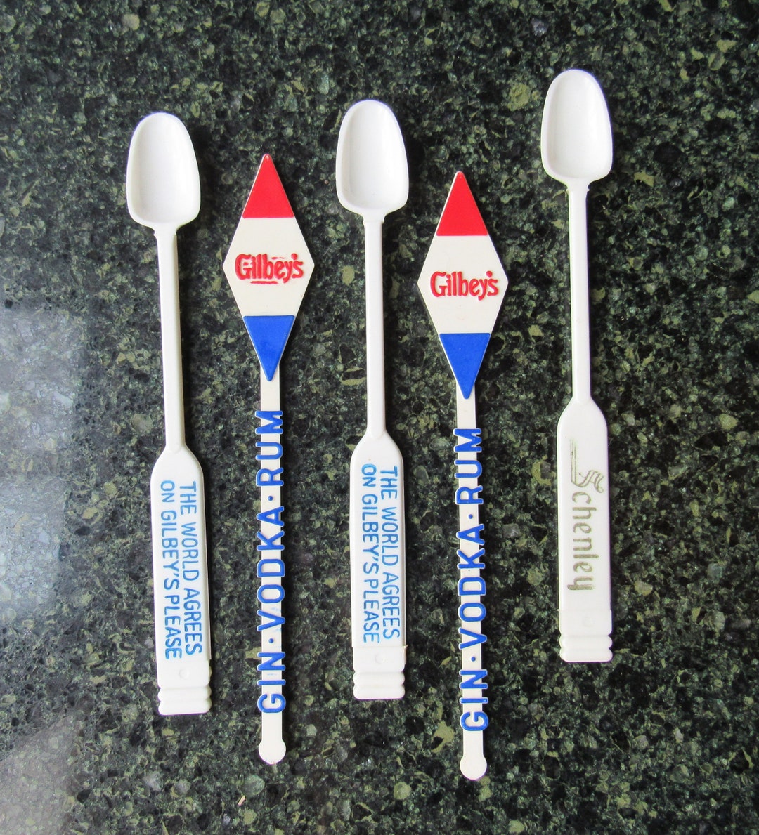 Gin Whiskey Rum Vodka Advertising, Gilbey's and Schenley Swizzle Sticks ...