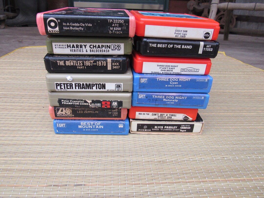 8 Track Tapes Set of 14 Led Zeppelin, Mountain, Iron Butterfly, Beatles ...