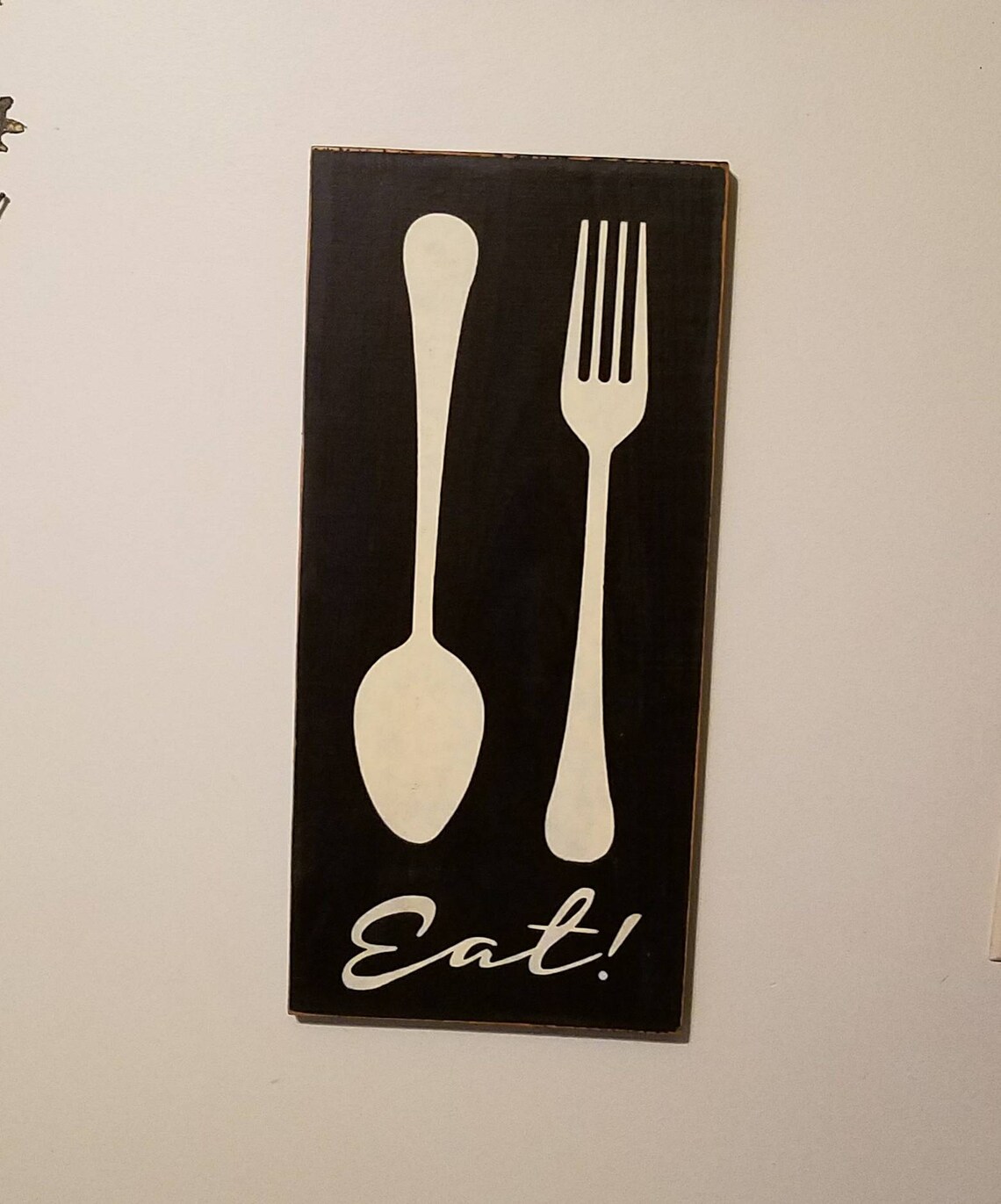 Eat Sign With Spoon and Fork. Hand Painted Kitchen Decor - Etsy