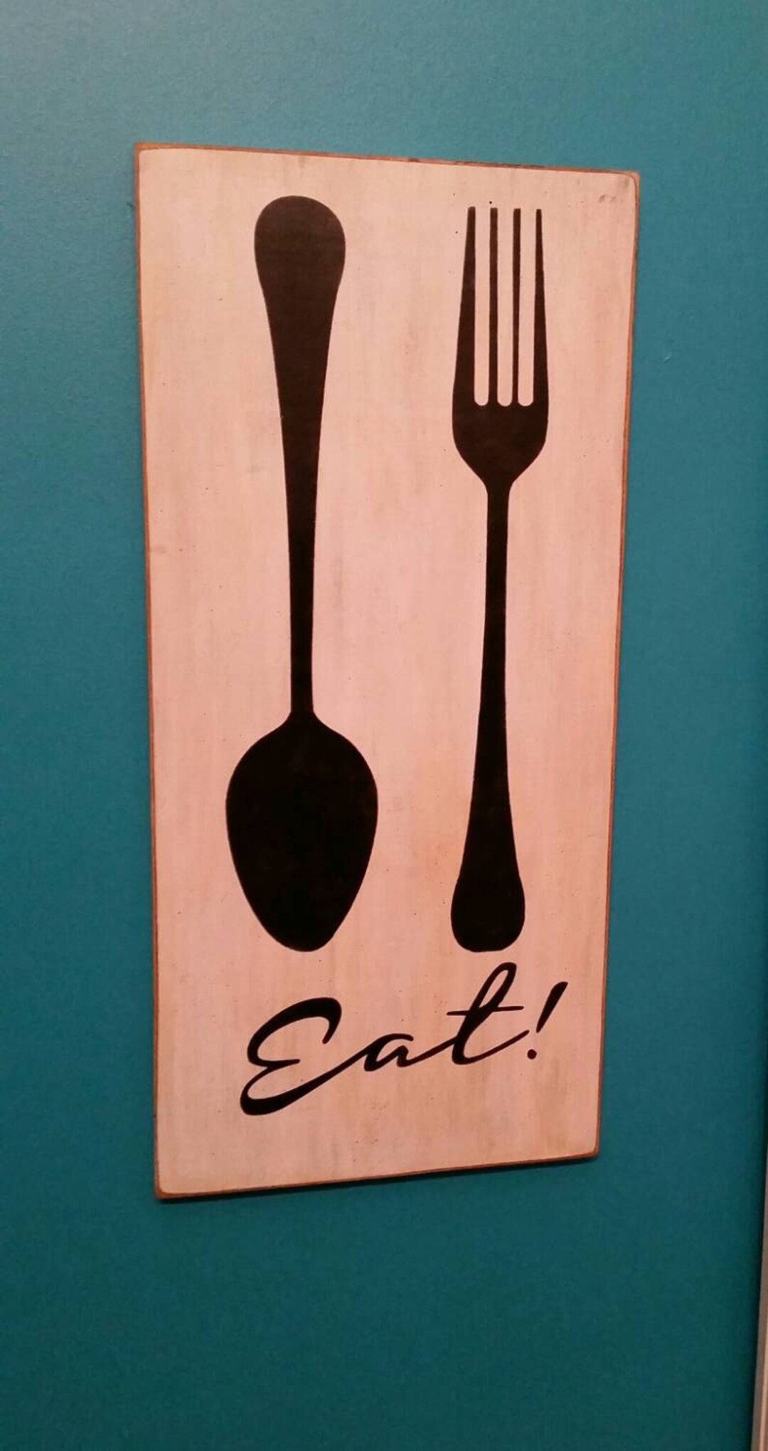 Eat Sign With Spoon and Fork. Hand Painted Kitchen Decor - Etsy