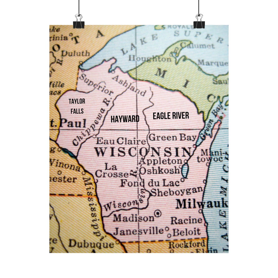 Vintage Wisconsin Map Poster: Matte Giclée Print for Home Decor - Etsy
