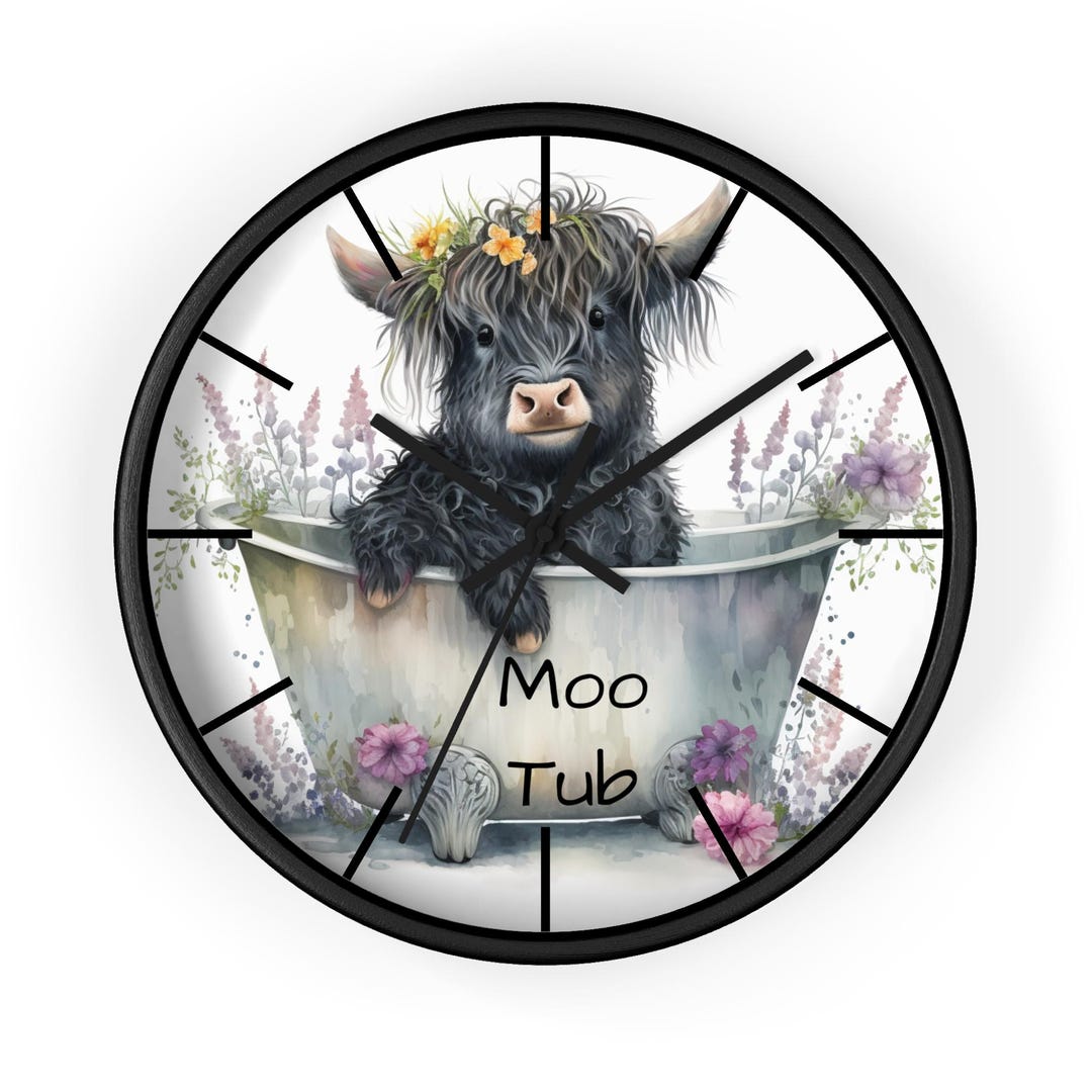 Highlander Cow Moo Tub Wall Clock - Etsy