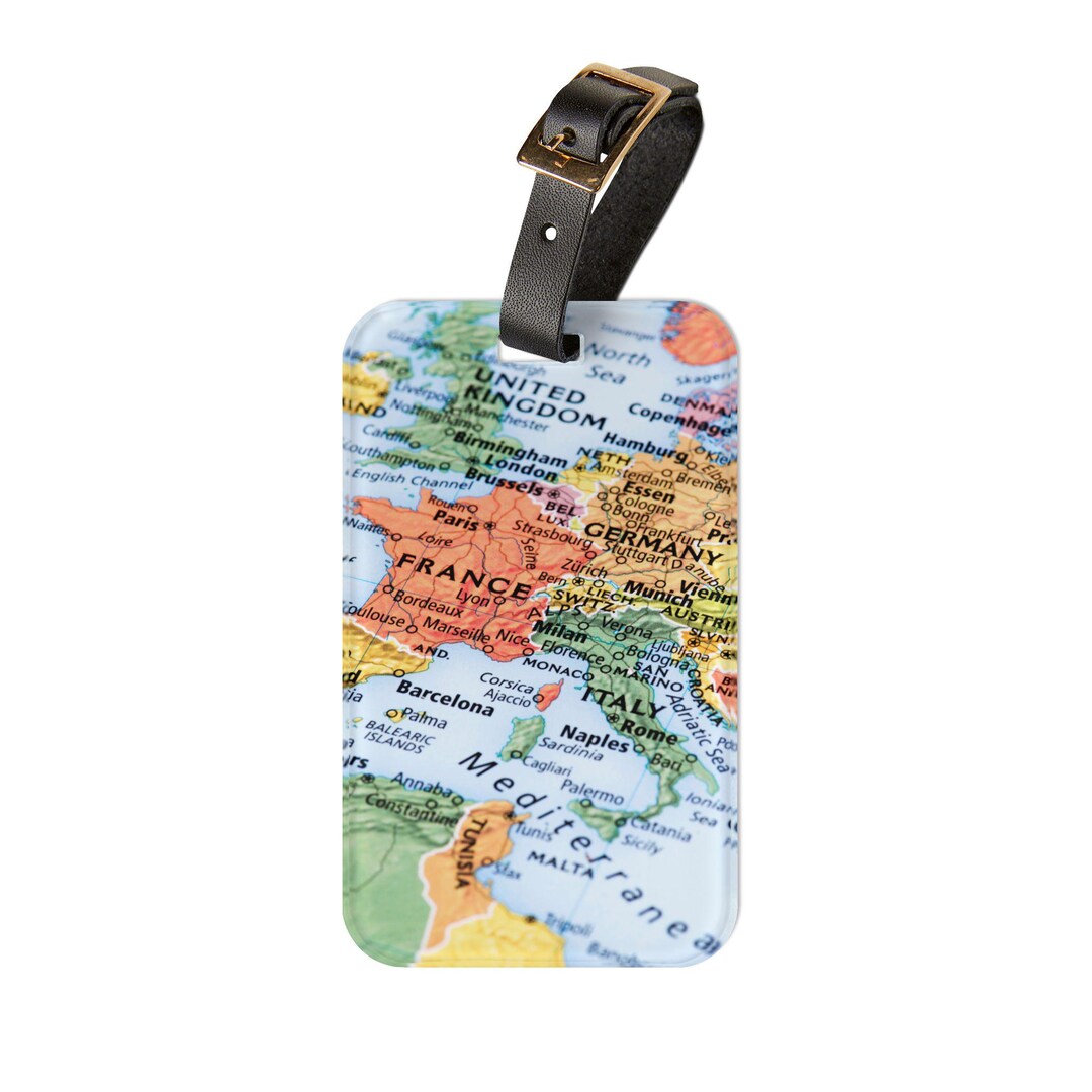 Europe Map Luggage Tag | Vintage Atlas Travel Tag - Etsy